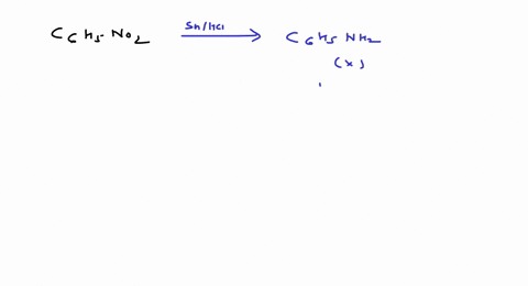 SOLVED:Consider the following reaction: C6 H3 NO2 Sn / HCl X Co H3 COCl ...
