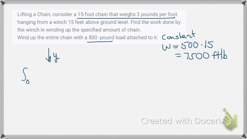 SOLVED:Lifting a Chain, consider a 15-foot chain that weighs 3 pounds ...