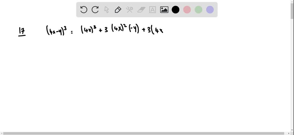 SOLVED:Use the binomial theorem to expand and simplify. (4 x-y)^3