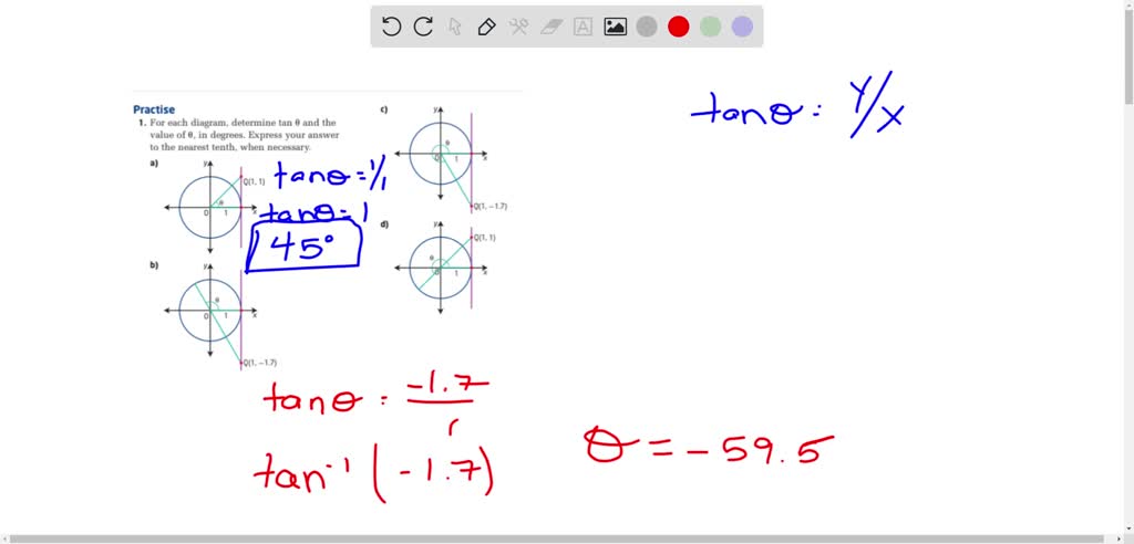 SOLVED:For each diagram, determine tan θand the value of θ, in degrees ...