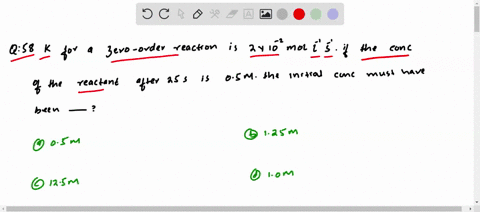 SOLVED: k for a zero-order reaction is 2 ×10^-2 mol L^-1 s^-1 . If the ...
