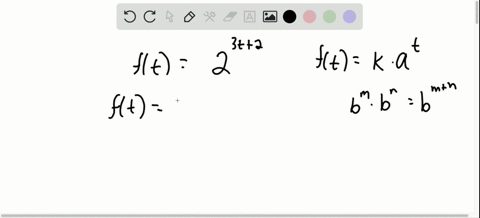 SOLVED:Use properties of exponents to write each function in the form f(t)=k a^t, where k is a ...