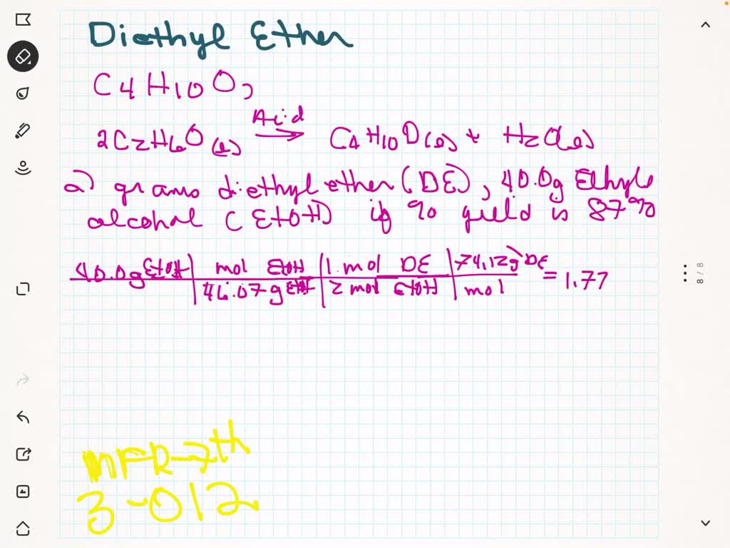 SOLVED:(a) Diethyl ether (C4 H10 O), the "ether" used medically as an ...