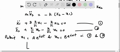 SOLVED: Two equal masses are connected as shown with two identical ...