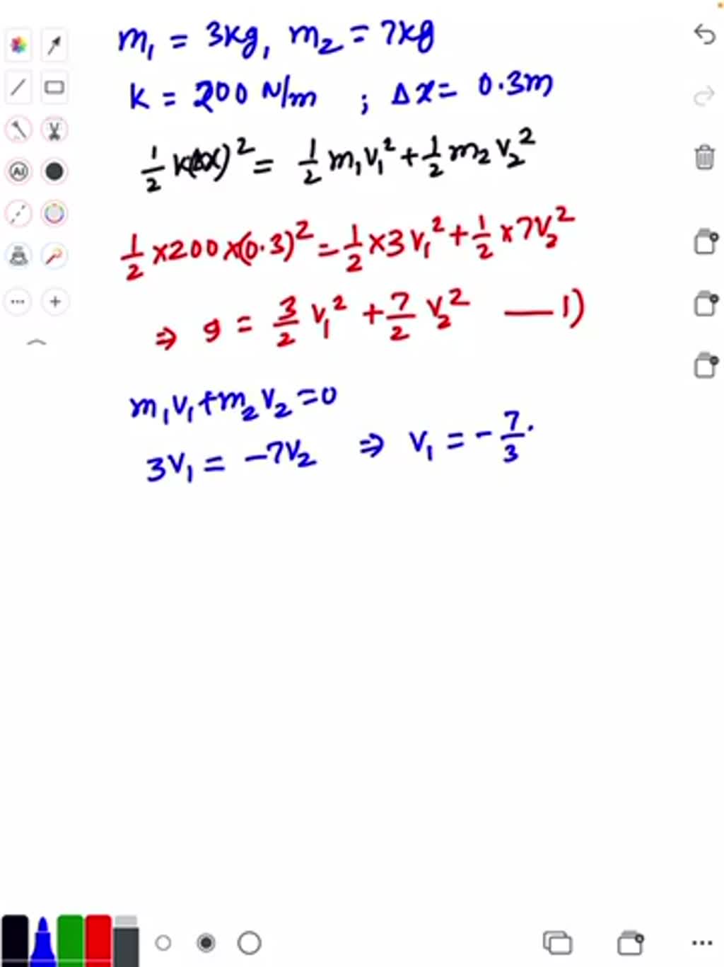 SOLVED:The spring of modulus k=200 N / m is compressed a distance of ...