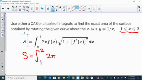 SOLVED:Use either a CAS or a table of integrals to find the exact area ...
