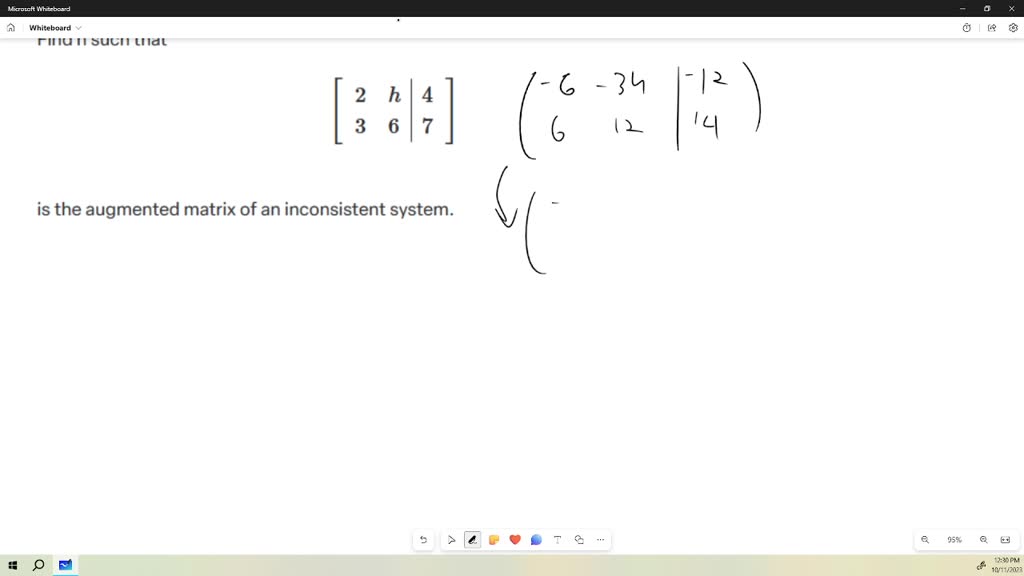 Find h such that [ 2 h 4 3 6 7 ] is the augmented matrix of an ...