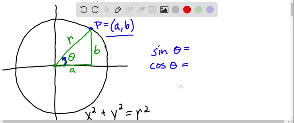 SOLVED:For any angle θin standard position, let P=(a, b) be any point ...