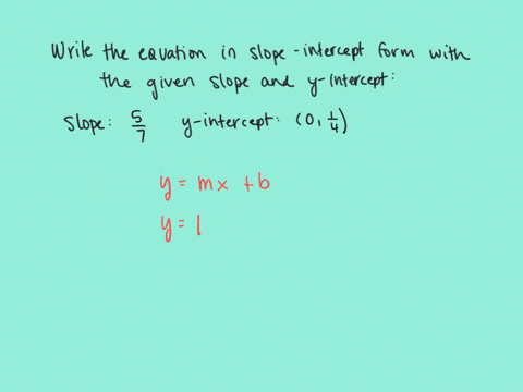 Use the slope–intercept form to write an equation of the line with the ...