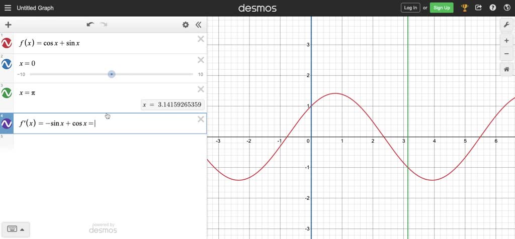 SOLVED:a. Graph the function f(x)=cosx+sinx. b. Determine the ...