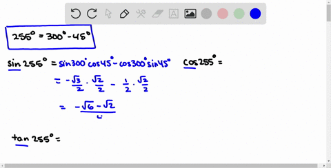 SOLVED:In Exercises 13 - 28, find the exact values of the sine, cosine, and tangent of the angle ...