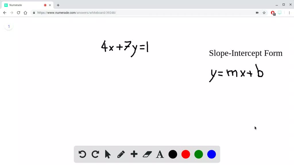 SOLVED Find The Slope Of Each Line 4 X 7 Y 1