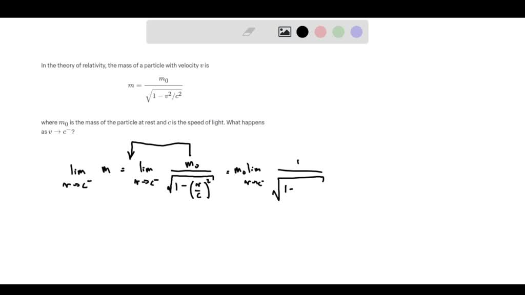 SOLVED:In the theory of relativity, the mass of a particle with ...