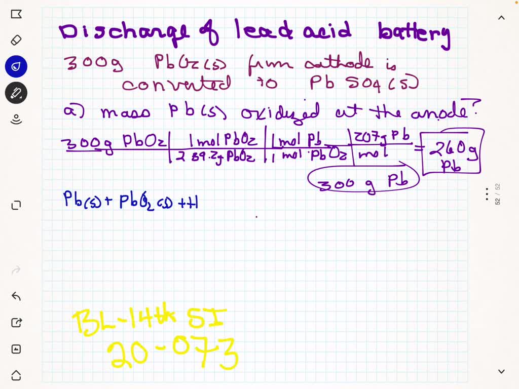 SOLVED:During a period of discharge of a lead-acid battery, 300 g of ...