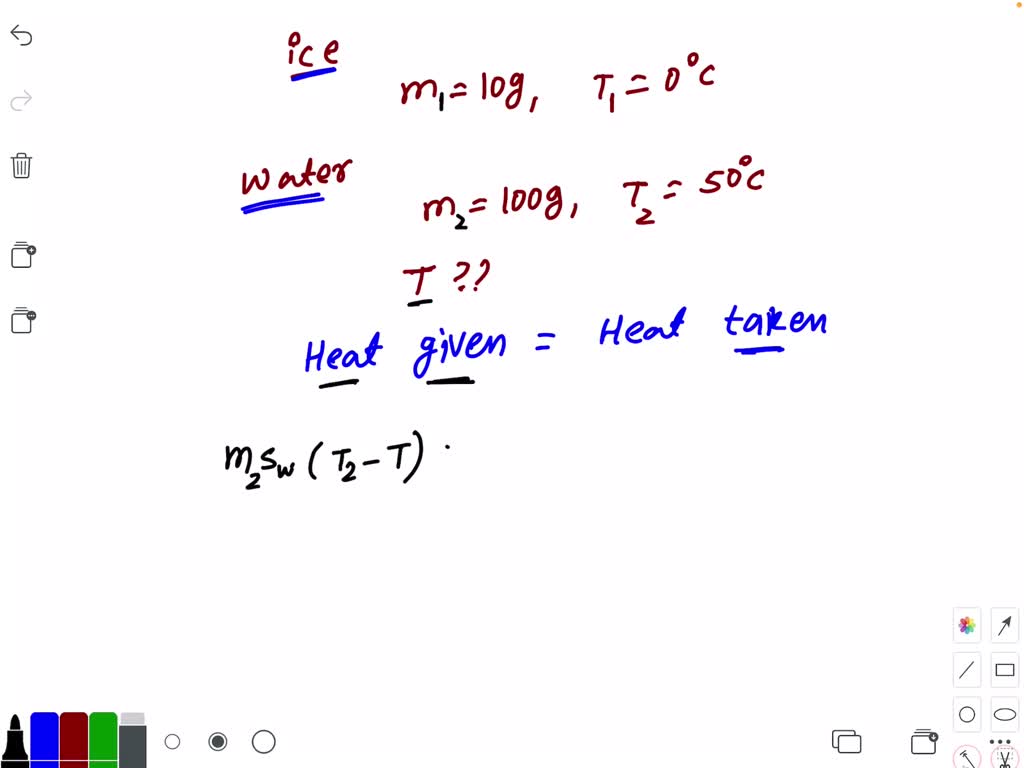 ⏩SOLVED:10 g of ice at 0^∘ C is mixed with 100 g of water at 50^∘ ...