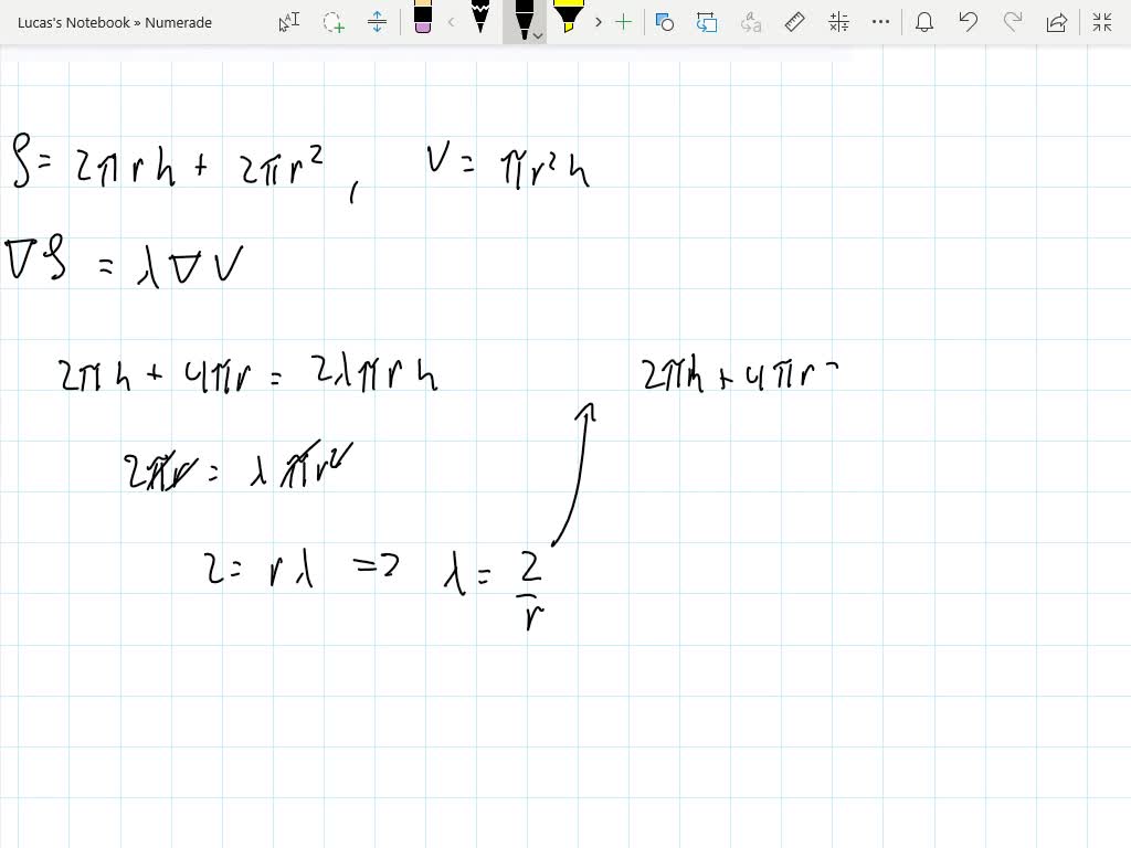 SOLVED:The cylinder in Problem 47 has side area A=2 πr h. Maximize A ...