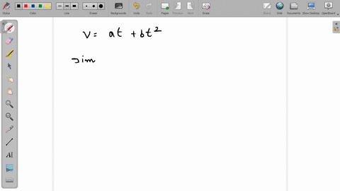 SOLVED:The velocity of a particle ( v ) at an instant t is given by v=a t+b t^2. The dimension ...
