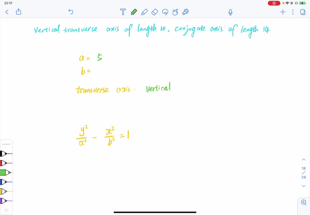 SOLVED: Write the equation of the hyperbola centered at (2,−10)(2,-10 ...
