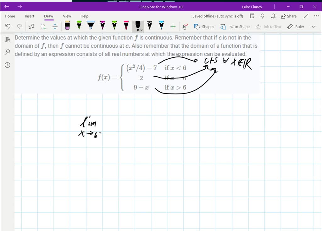 SOLVED:Determine the values at which the given function f is continuous. Remember that if c is ...