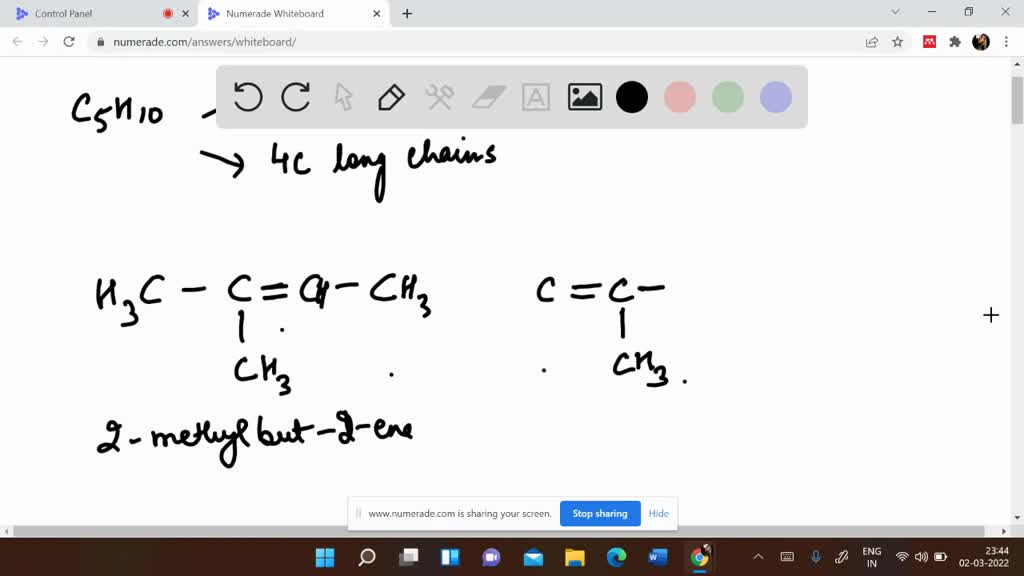 Draw all possible C5 H10 alkene isomers having a longest chain of four ...