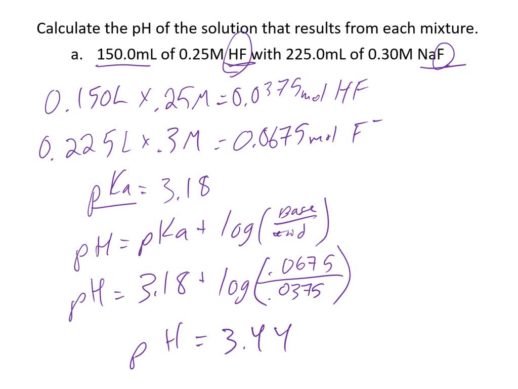 SOLVED Calculate The PH Of The Solution That Results From Each Mixture