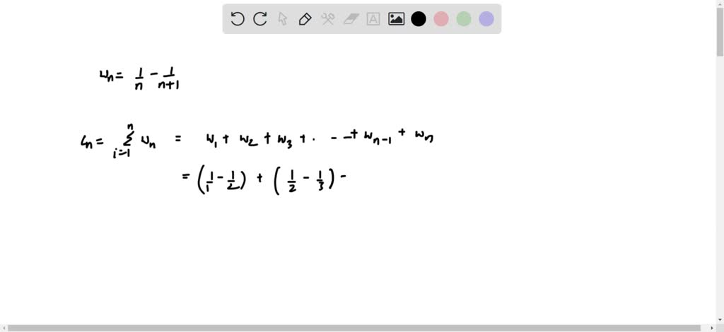 For the sequence w defined by wn=(1)/(n)-(1)/(n+1), n ≥1. Find a ...