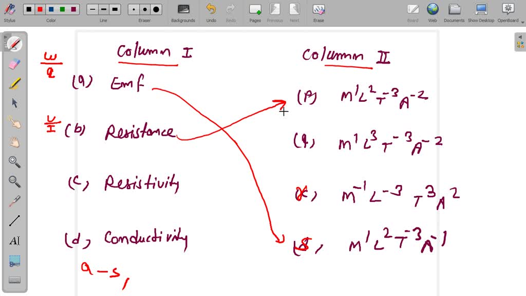 SOLVED:Match the physical quantities given in column I with their ...