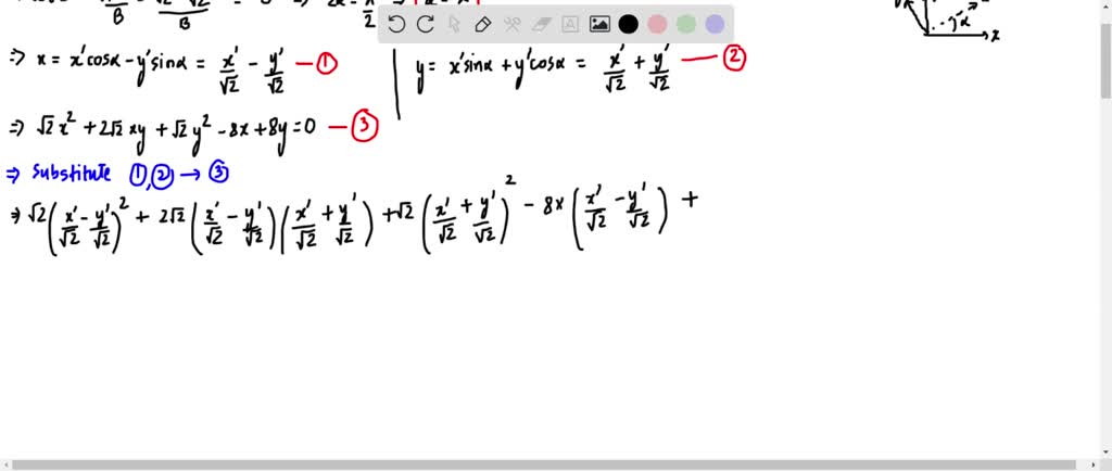 SOLVED:Determine axis rotation formulas for x and y that will transform ...
