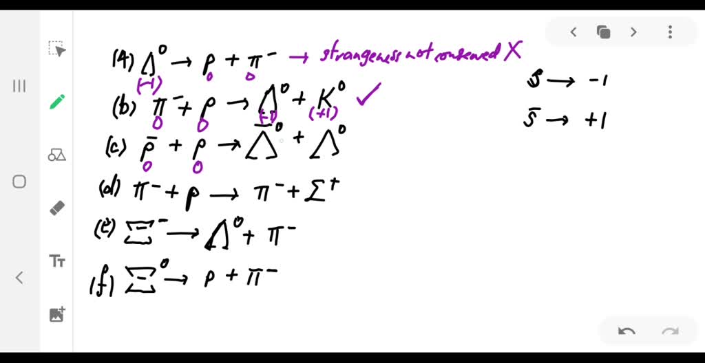 SOLVED:Determine whether or not strangeness is conserved in the ...