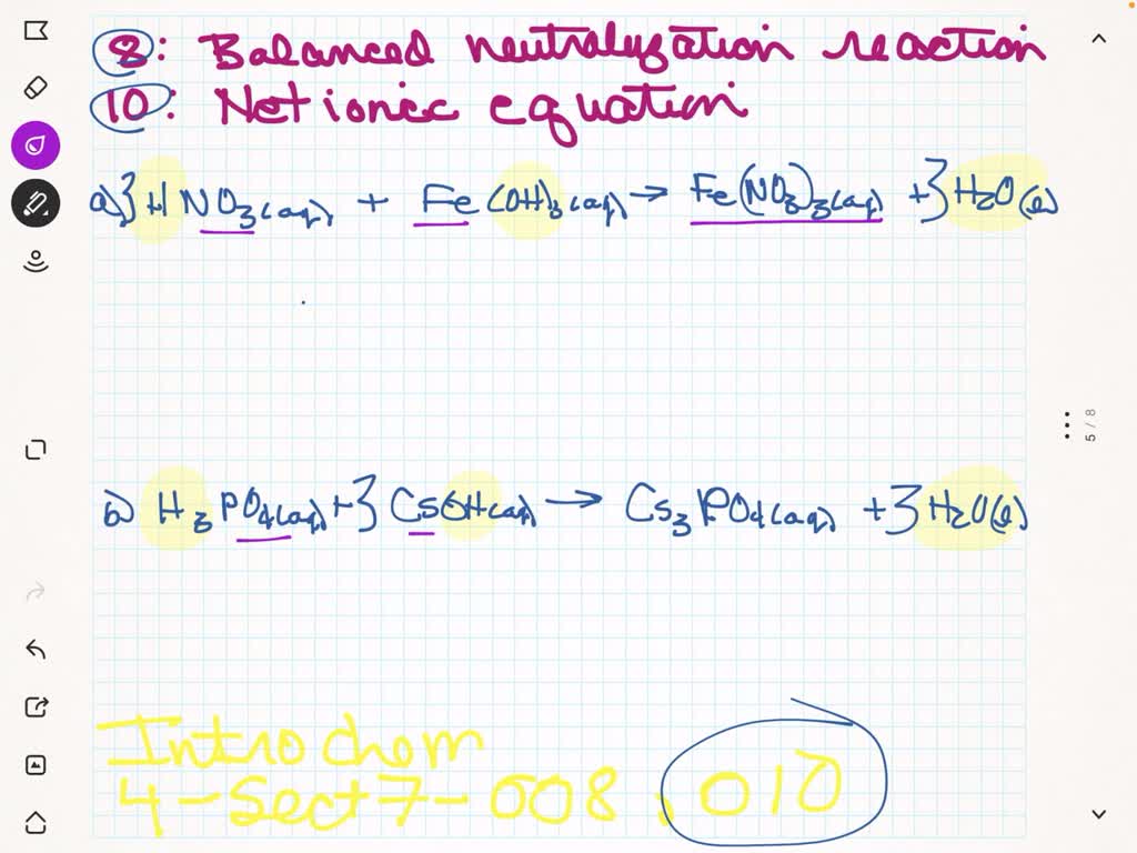 SOLVED:The net ionic equation for a neutralization reaction is simply ...