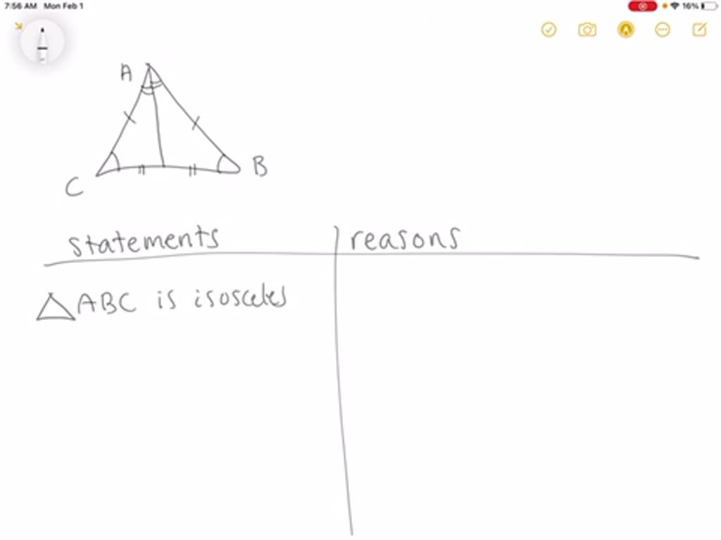 SOLVED:Write a two-column proof. The median to the base of an isosceles ...