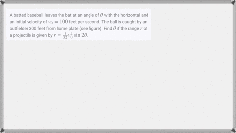 A batted baseball leaves the bat at an angle of θwith the horizontal ...