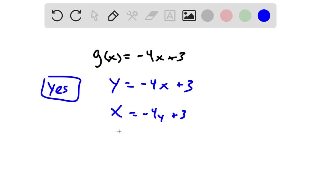 SOLVED: Determine whether each function is one-to-one. If it is, find the inverse. g(x)=-4 x+3 ...