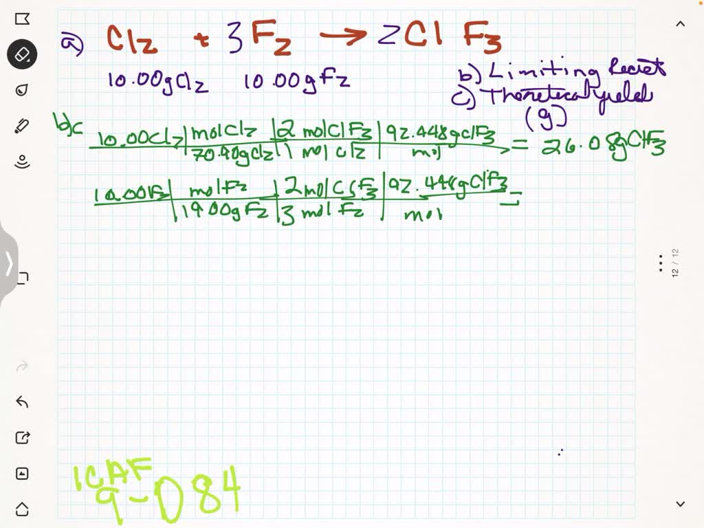 SOLVED:Chlorine (Cl2) and fluorine (F2) react to form ClF3. A reaction ...