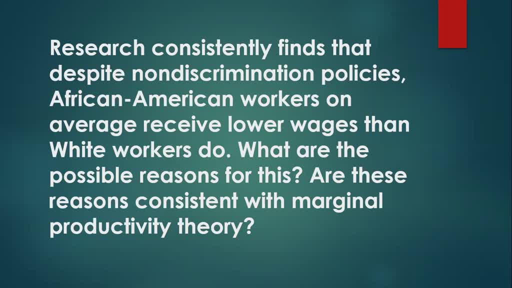 SOLVED:In the taste-for-discrimination model, an increase in employer ...