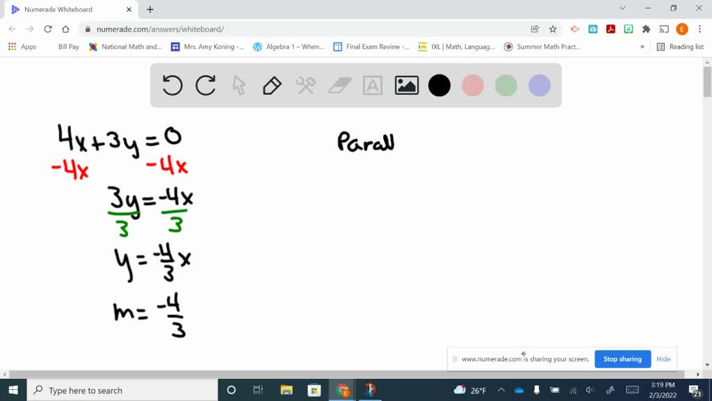 Determine the slope of (a) every line that is parallel to the given line and (b) every line that ...