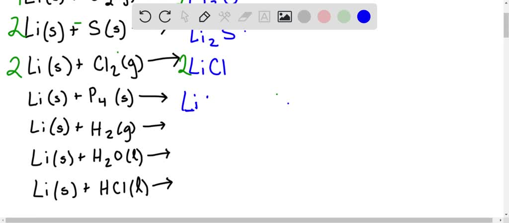 SOLVED:Write balanced equations describing the reaction of lithium ...