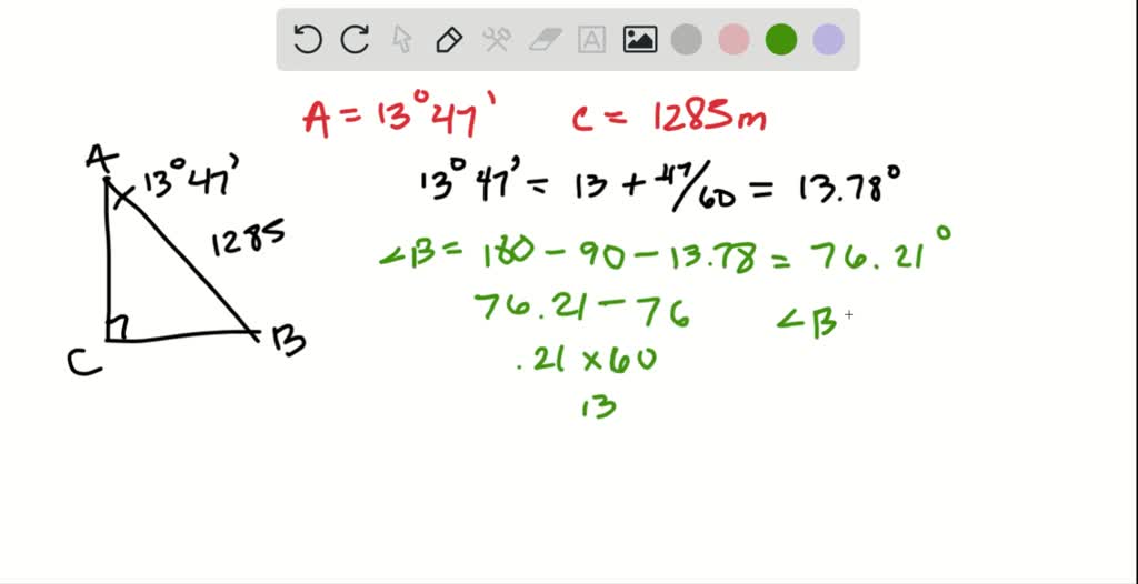 SOLVED:Solve each right triangle. In each case, C=90^∘ . If angle ... SOLVED:Solve each right triangle. In each case, C=90^∘ . If angle ...