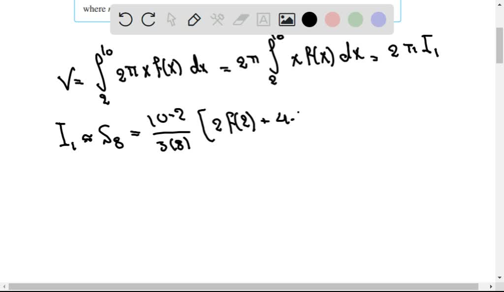 If the region shown in the figure is rotated about the y -axis to form a solid, use Simpson's ...