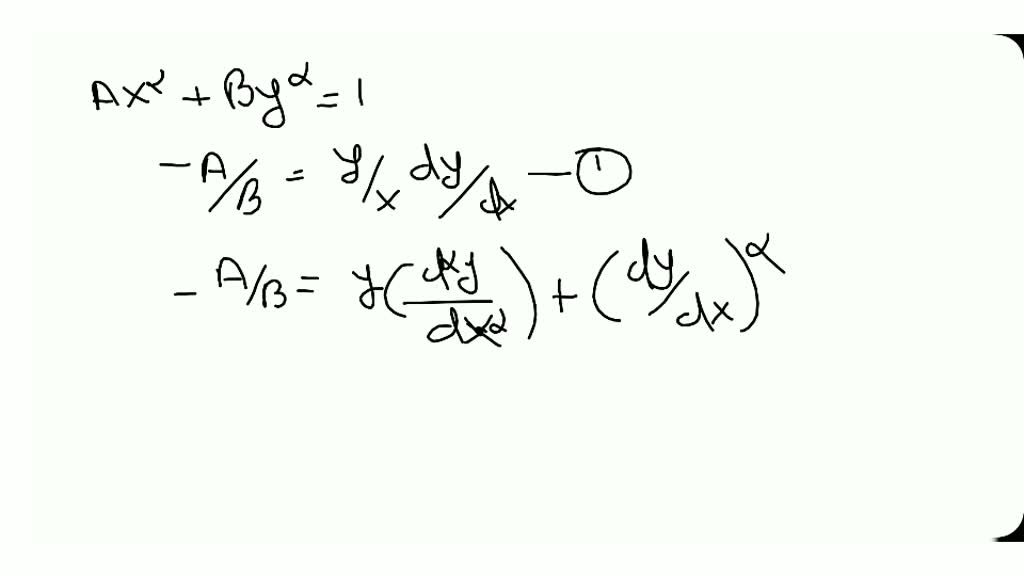 SOLVED The Differential Equation Whose Solution Is Ax 2 By 2 1 Where A