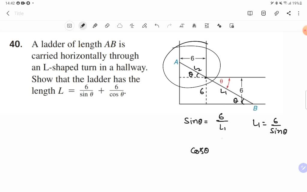 A ladder rests against a wall at an angle αto the horizontal. Its foot ...