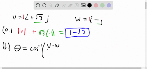 SOLVED:( a ) find the dot product 𝐯 ·𝐰 ; (b) find the angle between v ...
