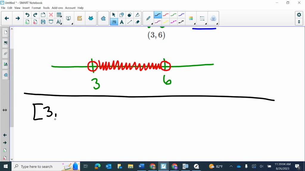 SOLVED:Show the interval on a number line. (3,6)