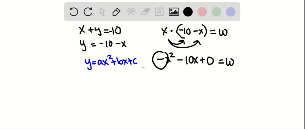 SOLVED:What is the maximum product of two numbers that add to -10 ...