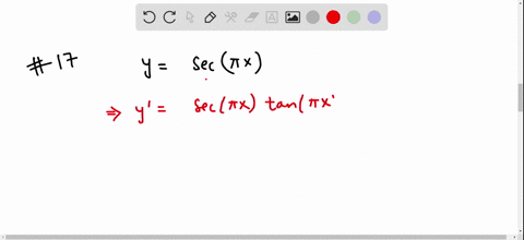 SOLVED:Find the derivative of the trigonometric function. y=secπx