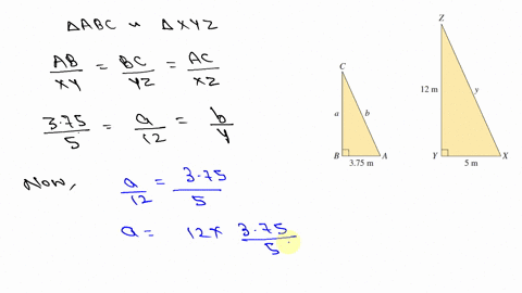 SOLVED:Triangle A B C is similar to triangle X Y Z. Find the lengths of the missing sides ...