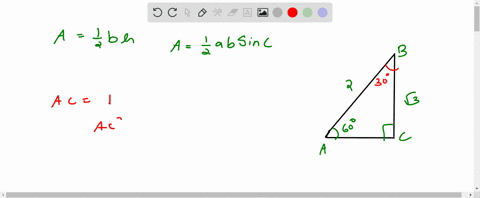 SOLVED:Find the area of each triangle using the formula 𝒜=(1)/(2) b h ...