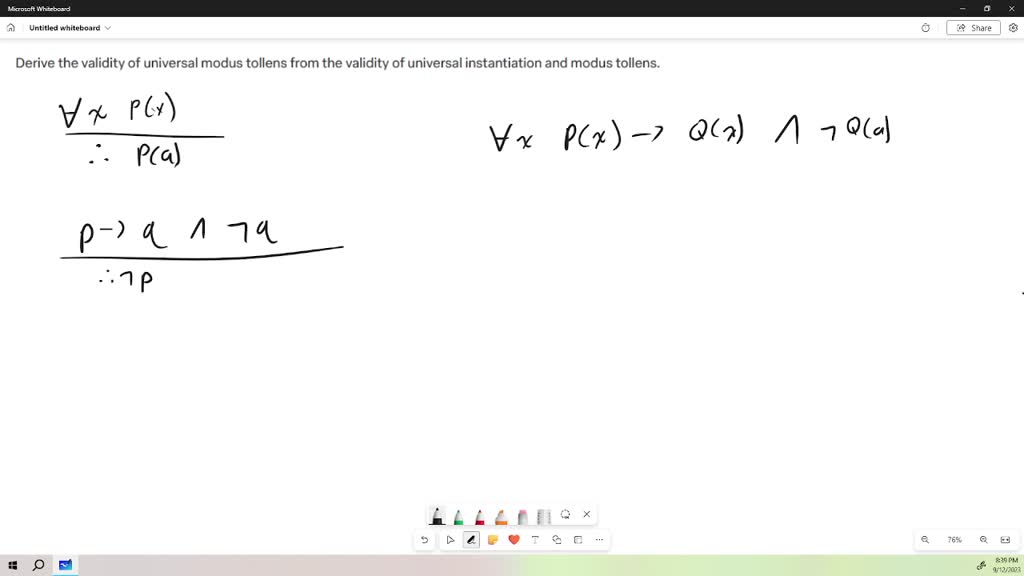 SOLVED:Derive the validity of universal modus tollens from the validity ...