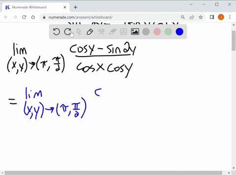 ⏩SOLVED:Find the limit. lim(x, y) →(π, π/ 2) (cosy-sin2 y)/(cosx ...