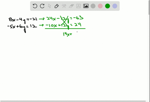 SOLVED:Solve each system using the elimination method twice. 8 x-4 y=-21 -5 x+6 y=12